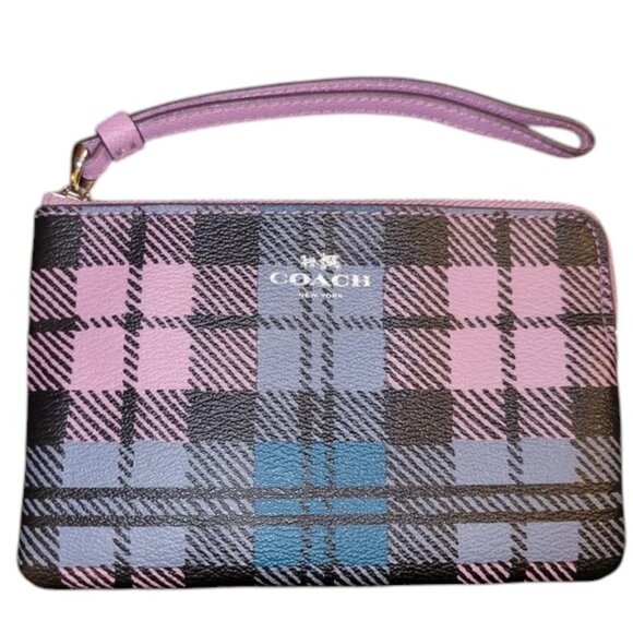 Coach | Bags | Coach Corner Zip With Shadow Print Plaid Euc | Poshmark